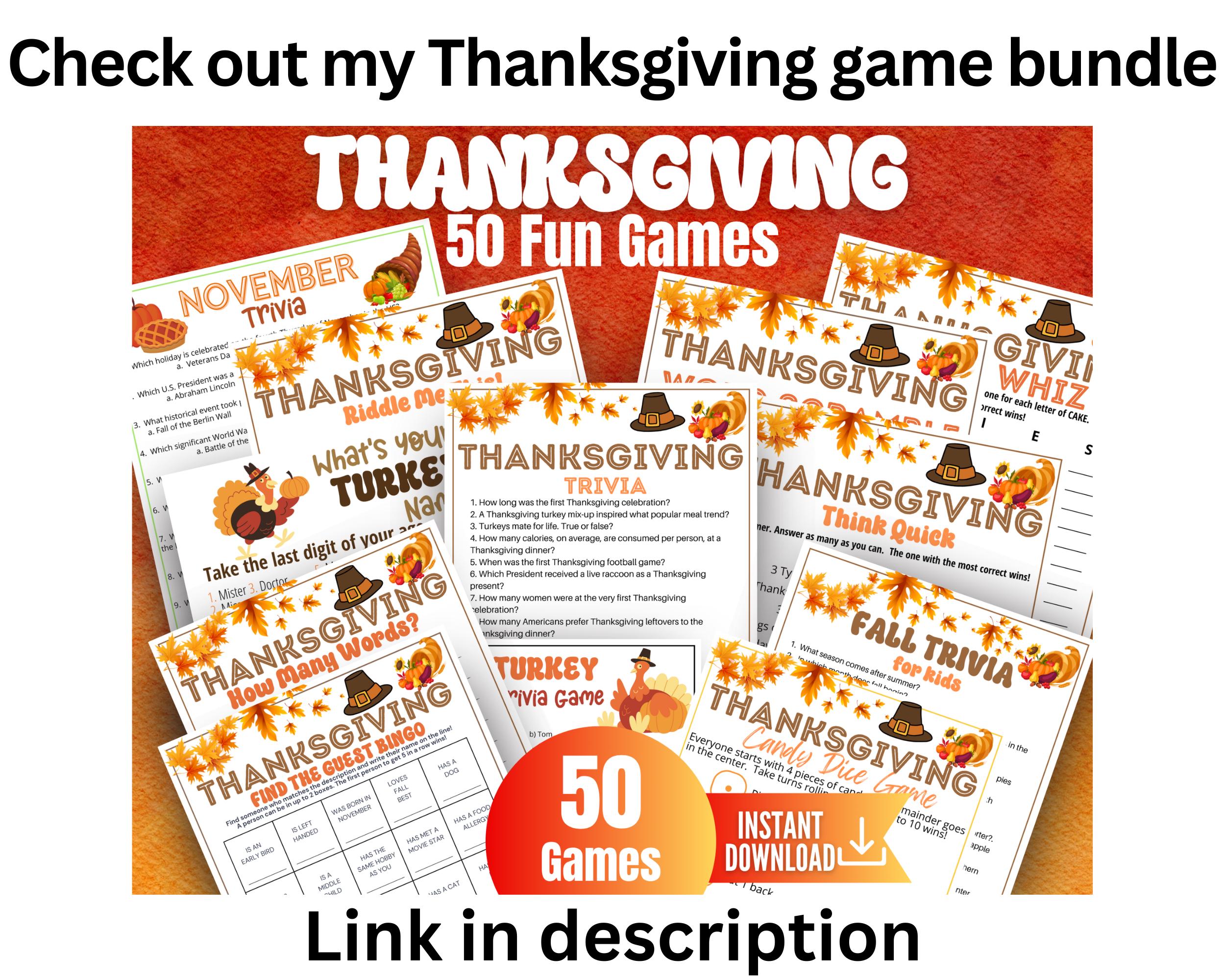 Thanksgiving 5 Second Game, Thanksgiving Activity for Kids and Adults ...