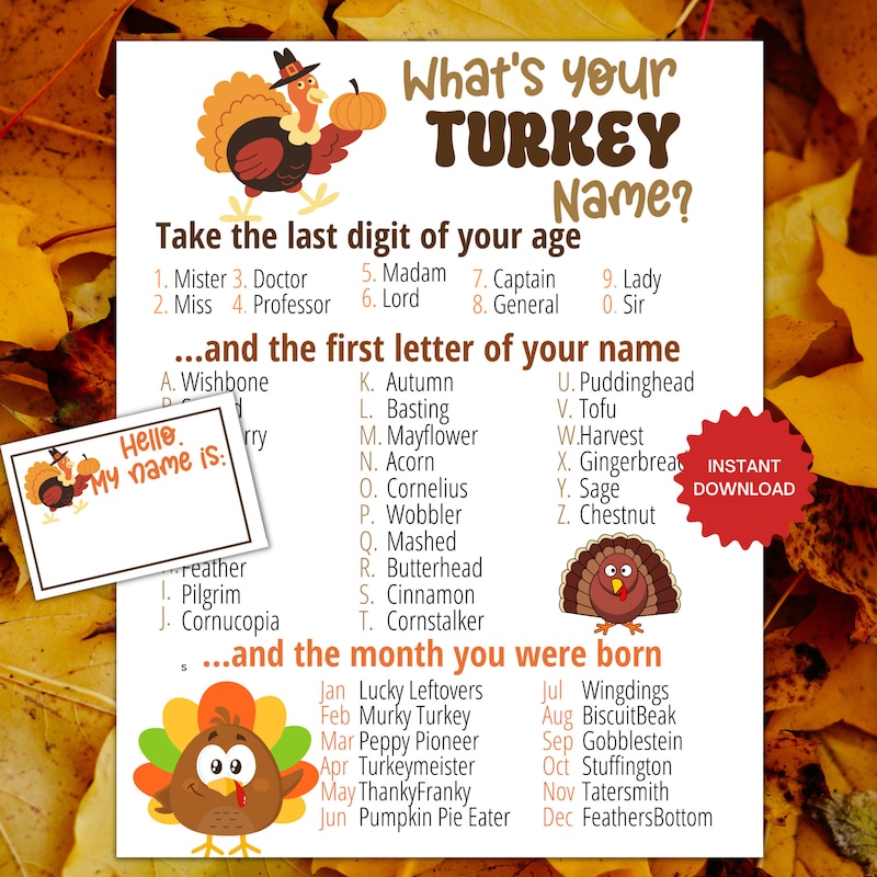 Fall Name Tag Printables - Etsy