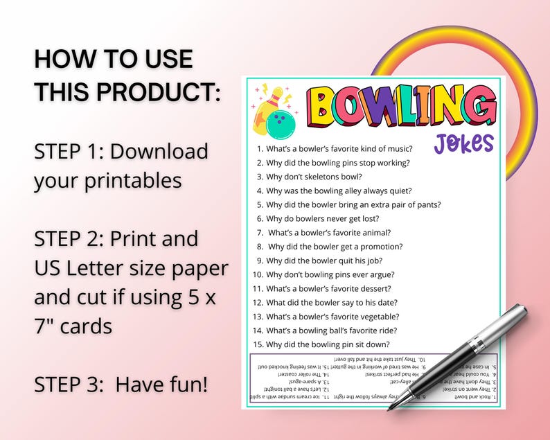Bowling Jokes for Kids, Printable Bowling Game for Kids & Adults ...