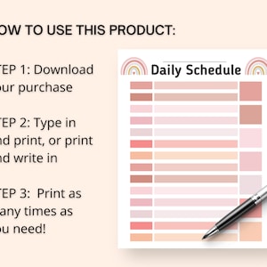Daily Schedule, Daily Routine - Editable PDF, Daily Routine Template - Etsy Canada