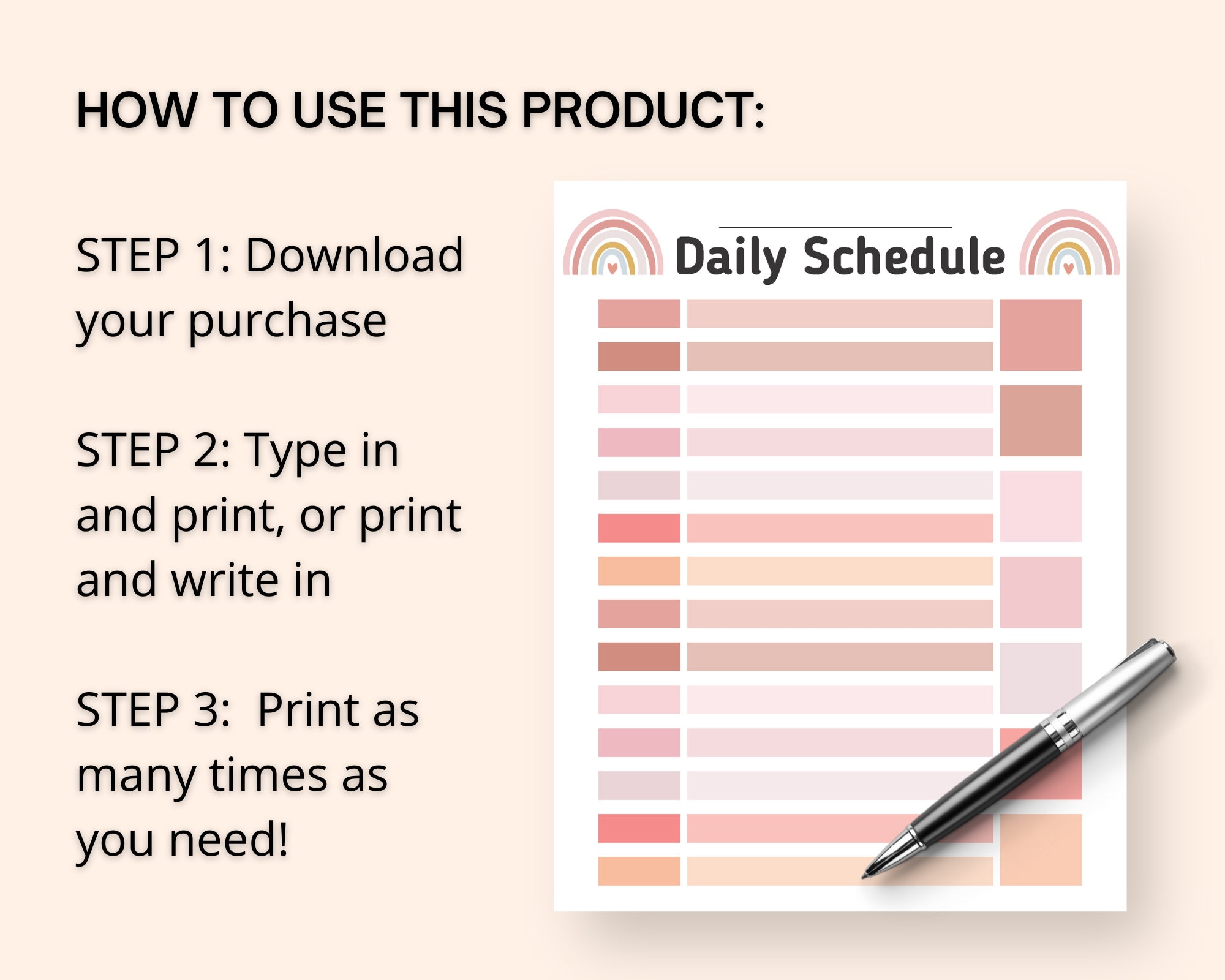 Daily Schedule Daily Routine Editable PDF D001 - Etsy Australia