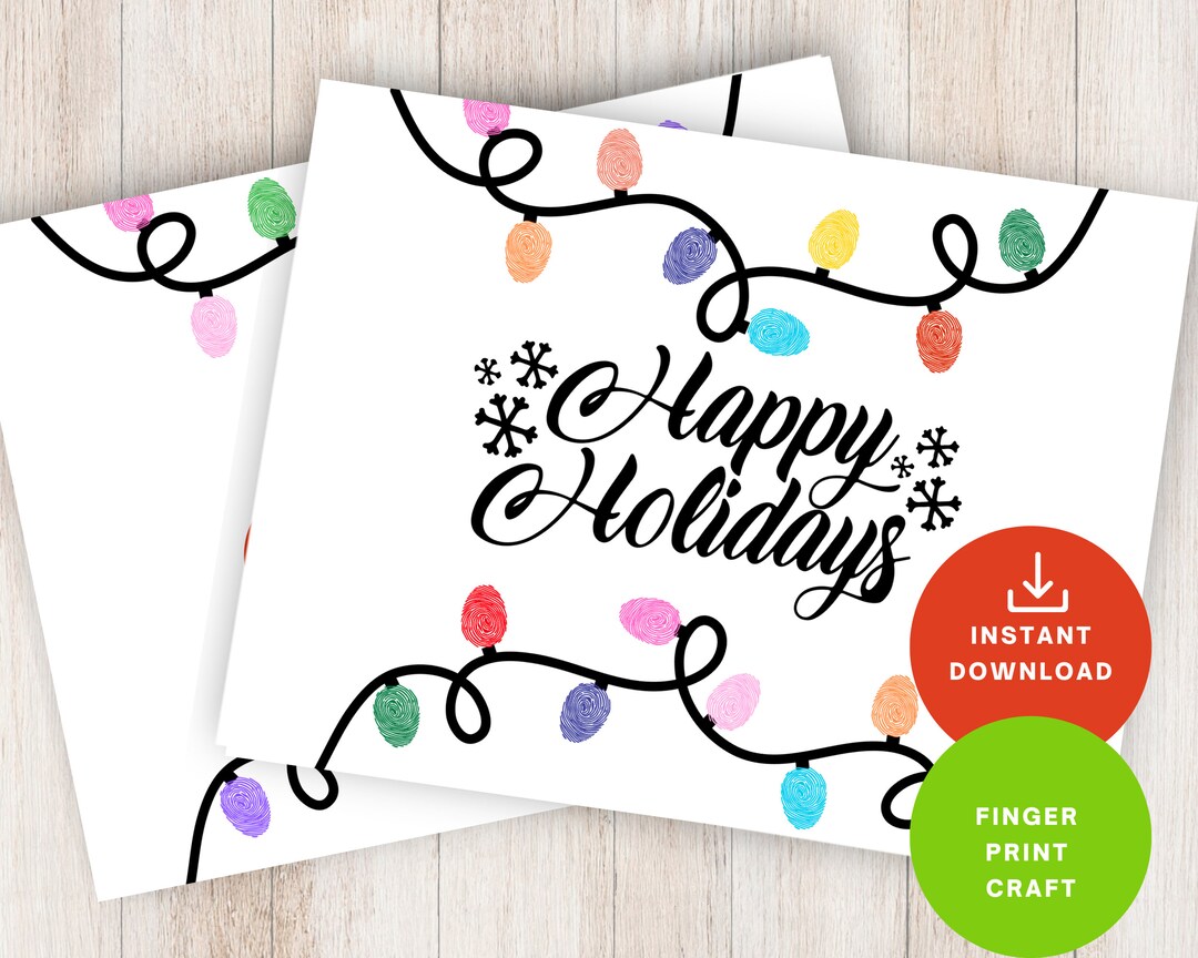 Fingerprint Christmas Lights Printable - Happy Holidays Craft, Craft ...