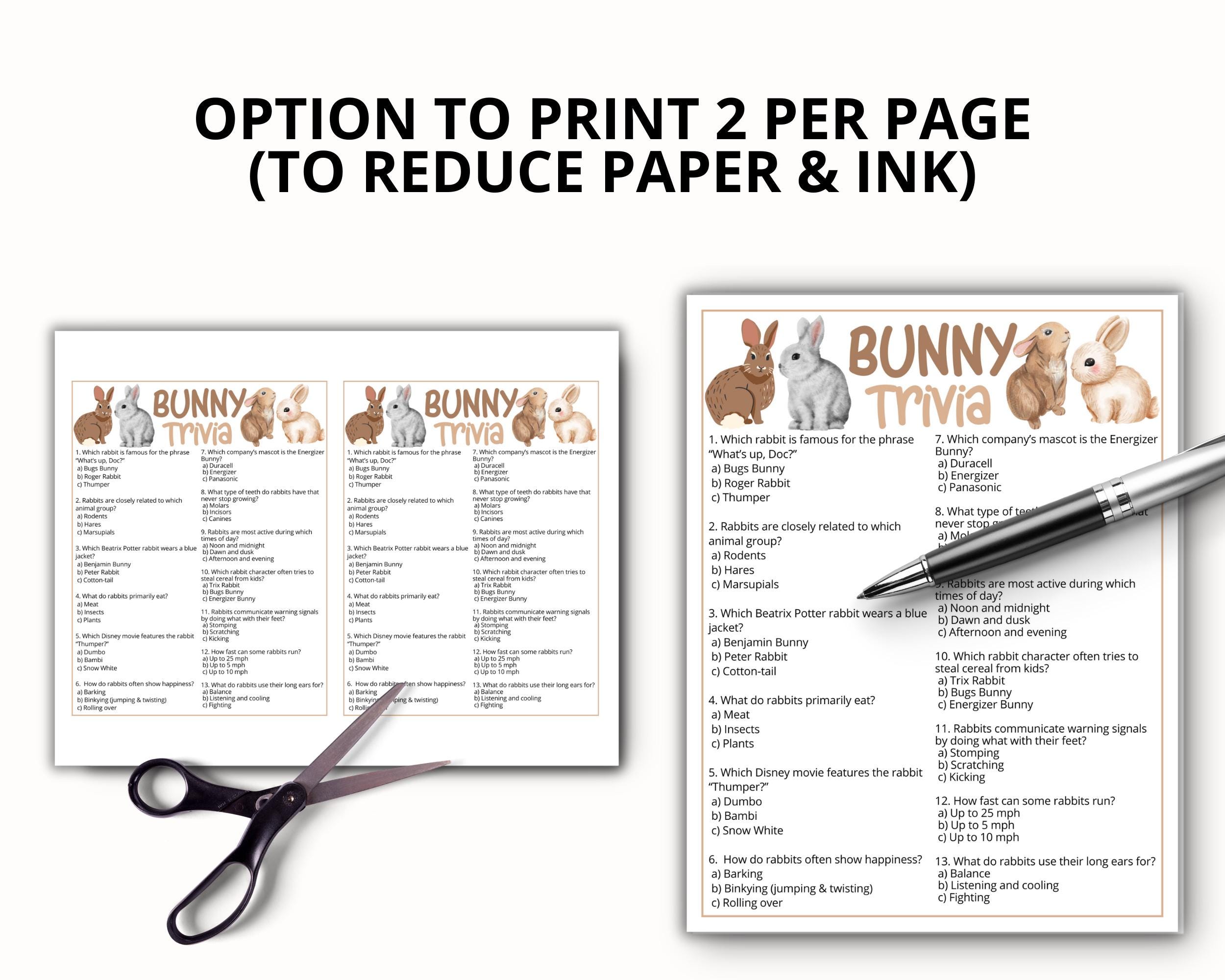 Bunny Trivia Game, Easter Celebration Games, Spring Rabbit Trivia ...