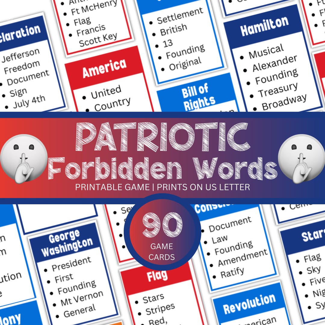 Patriotic Forbidden Words Game,veterans Day Party,july 4th Activity for ...