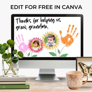 Editable Grandmother Handprint Craft, Flower Handprint Art With Kid ...