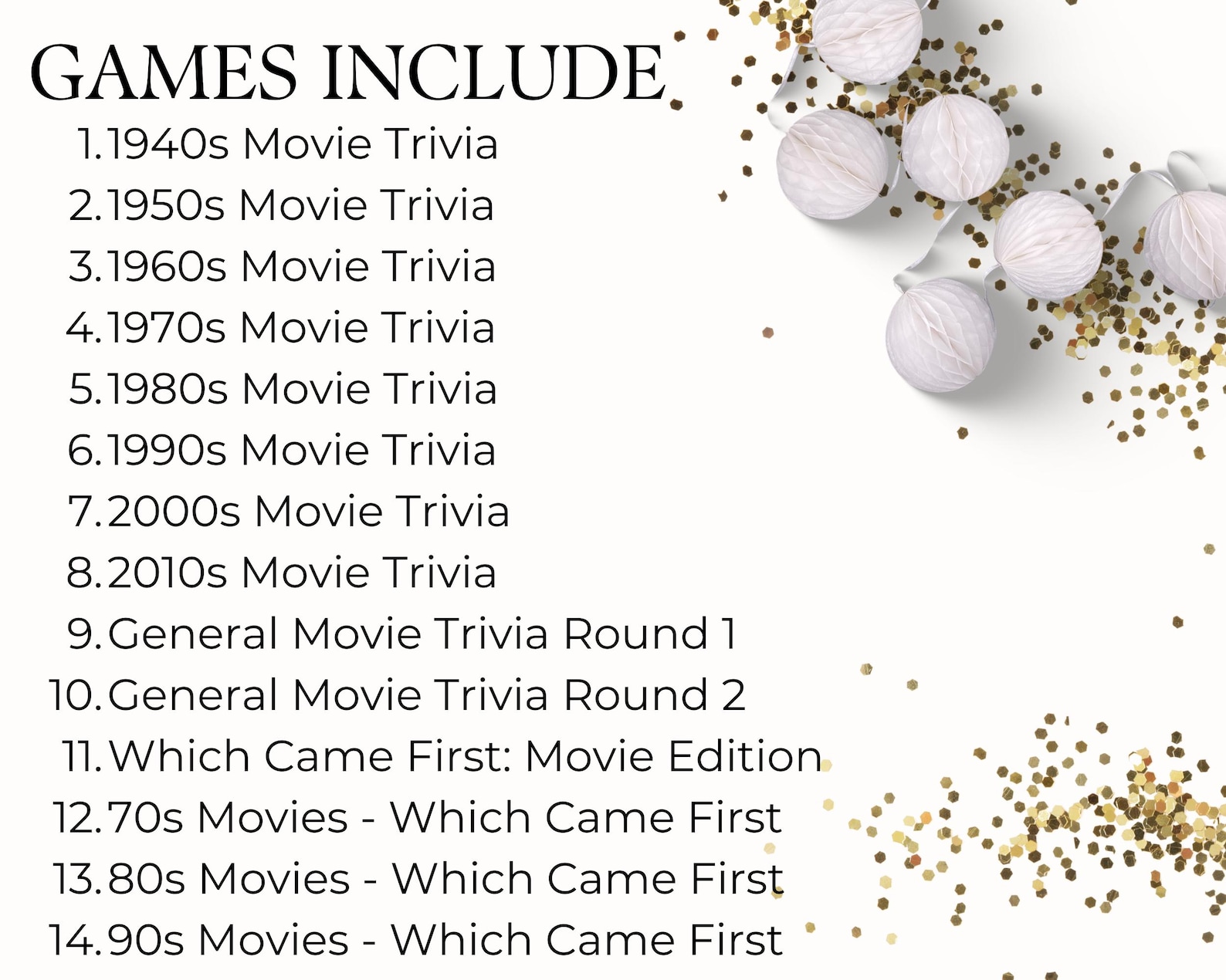 Movie Trivia Game, Decades Movie Quiz Party, Silver Screen Movie Quotes ...