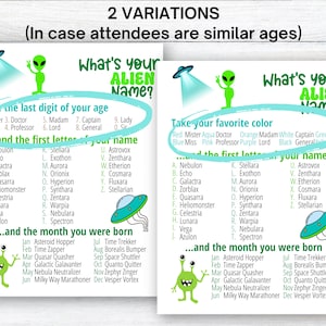 What's Your Alien Name Game With NAMETAGS + SIGN, Alien ...