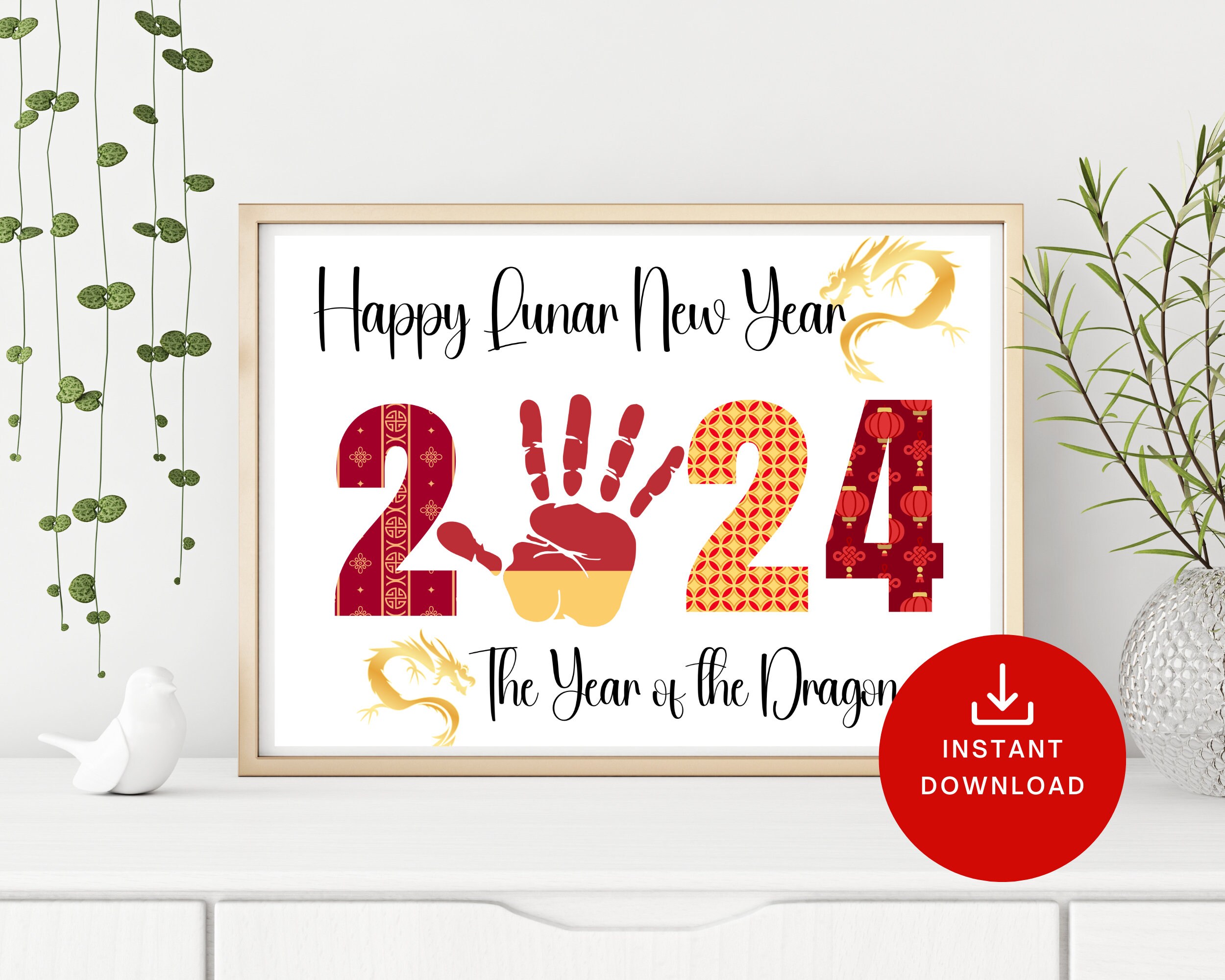 Lunar New Year Handprint Craft, Chinese New Year Handprint Art, Year of ...