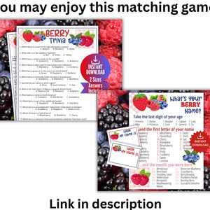 What's Your Berry Name Game WITH NAMETAGS + SIGN, Berry First Birthday ...