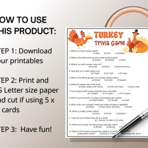 Turkey Trivia Game, Thanksgiving Party Game, Fall Trivia Game ...