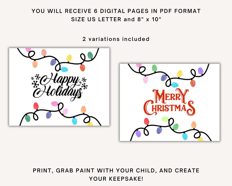 Fingerprint Christmas Lights Printable Happy Holidays Craft, Craft for ...