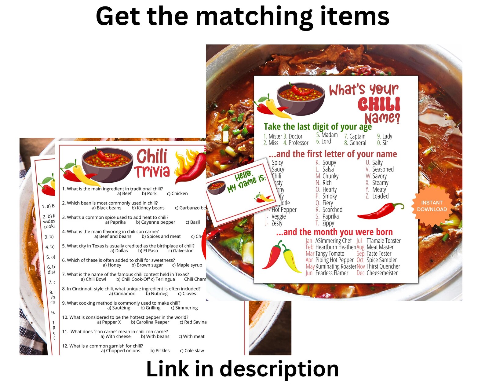 Chili Trivia Game, Printable Chili Cookoff Game for Kids & Adults ...