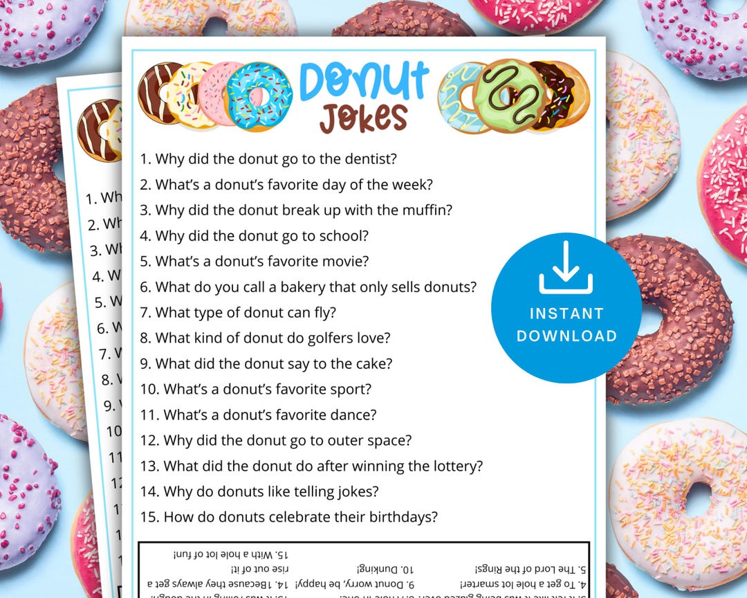 Donut Jokes for Kids,printable Ice Cream Party Jokes, Doughnut Bar ...