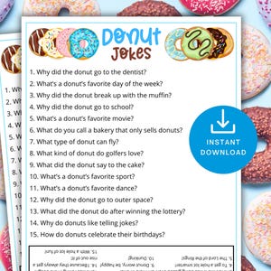 Donut Jokes for Kids,printable Ice Cream Party Jokes, Doughnut Bar ...