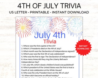 4th of July Trivia, 4th of July Game, US States Game, American Trivia ...