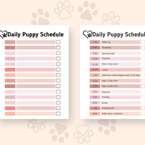Daily Puppy Schedule - Fillable PDF, Editable Daily Dog Routine Puppy ...