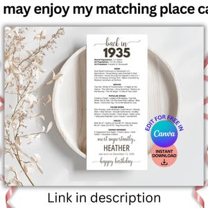 1936 Trivia Game, 90th Birthday Party Games, Born in 1936 Game, 1935 ...