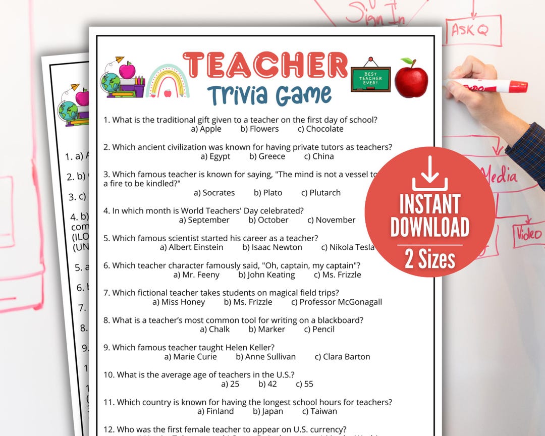 Teacher Trivia Game, Teacher Party Game, Back to School Trivia Game ...