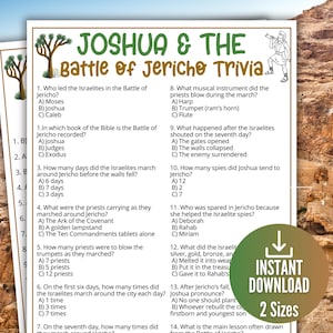 Joshua & the Battle of Jericho Trivia for Kids,sunday School Bible ...