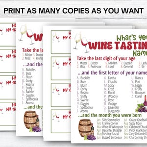 What's Your Wine Tasting Name Game WITH NAMETAGS + SIGN, Bridal Party ...