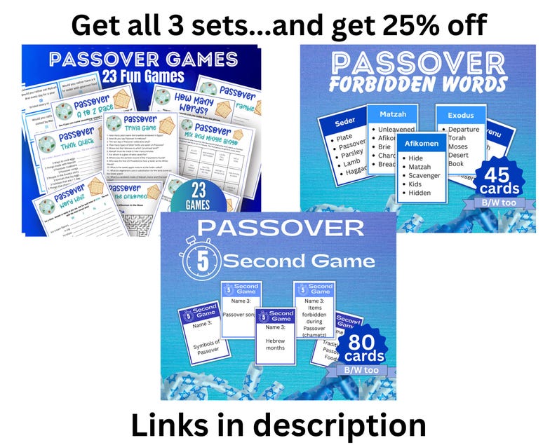 Passover Game Bundle, Jewish Games, Passover Holiday, Passover Games ...