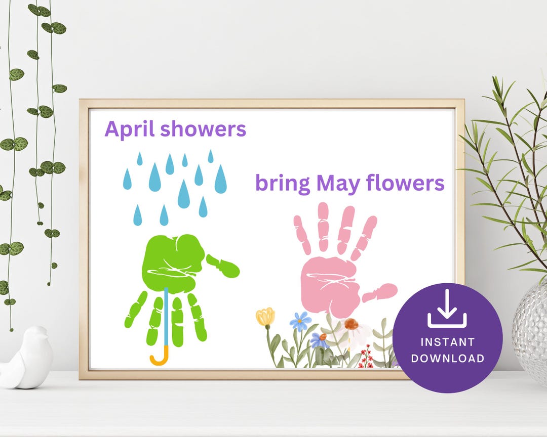 April Showers May Flowers Handprint Art,flower Keepsake Craft,spring ...