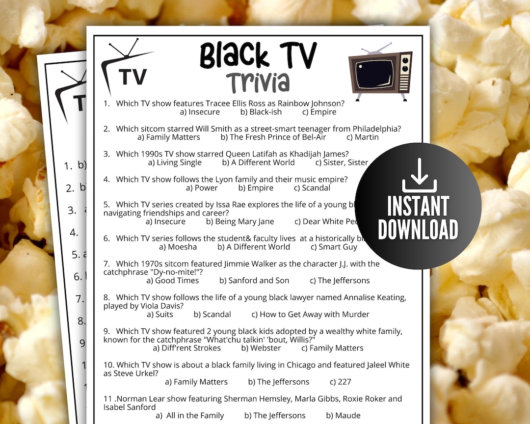 Black TV Trivia Game, African American Television Quiz, Black Culture ...