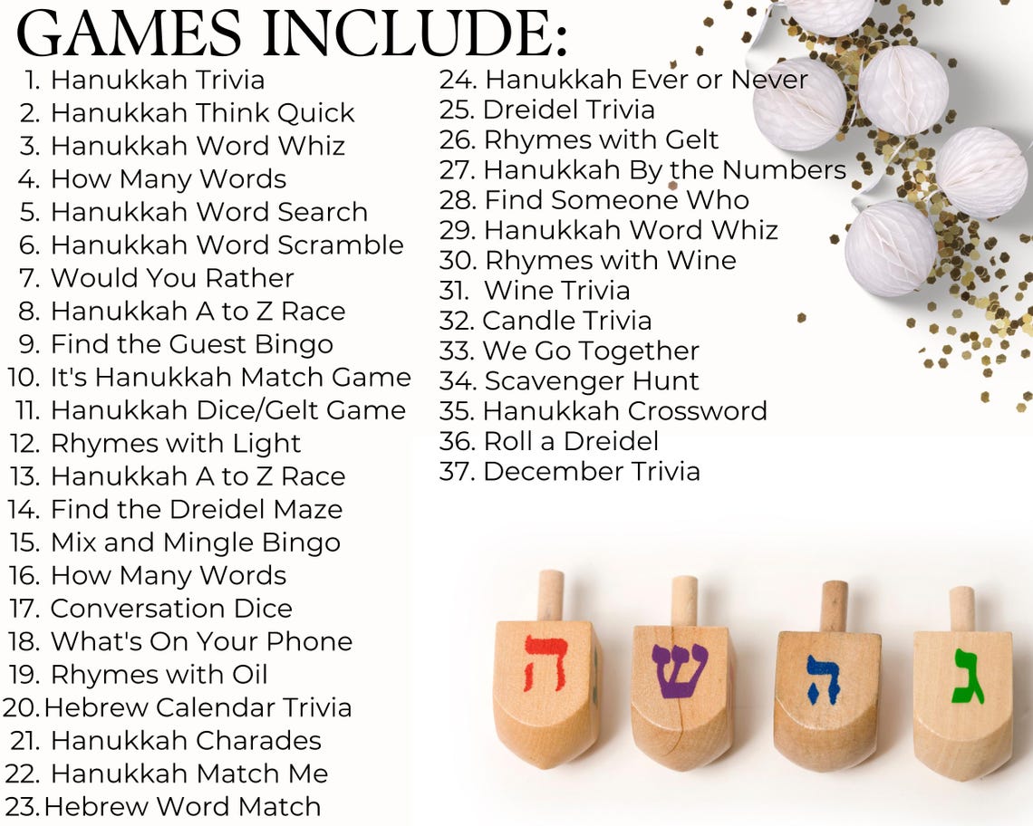 Hanukkah Game Bundle, Jewish Party Games, Hanukkah Holiday Trivia ...