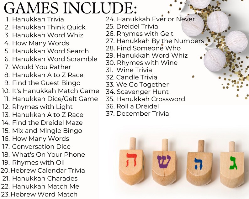 Hanukkah Game Bundle, Jewish Party Games, Hanukkah Holiday Trivia ...