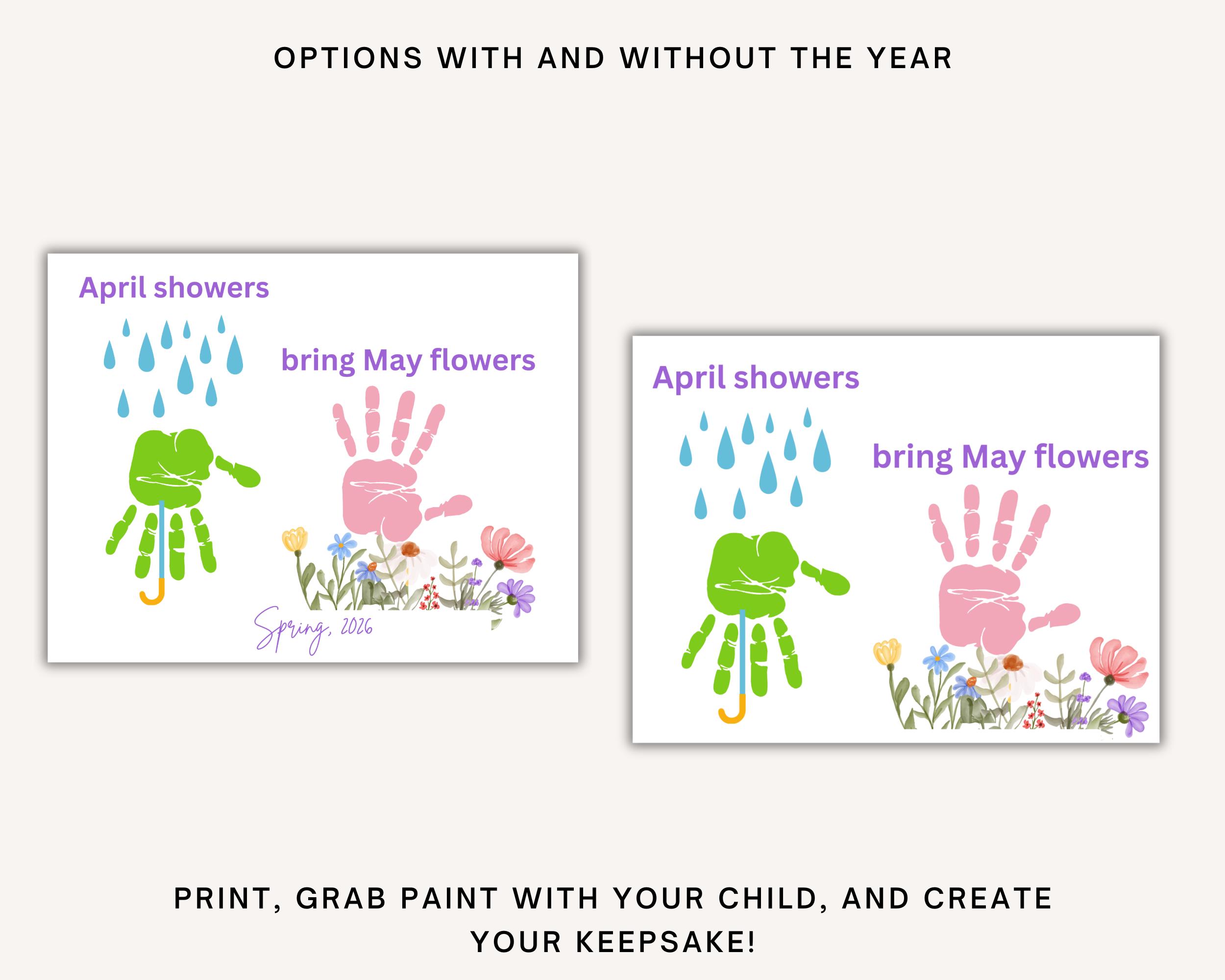 April Showers May Flowers Handprint Art,flower Keepsake Craft,spring ...