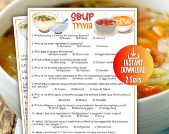 Soup Trivia Game, Soup Quiz, Printable Soup Cook-off Game for Kids and ...