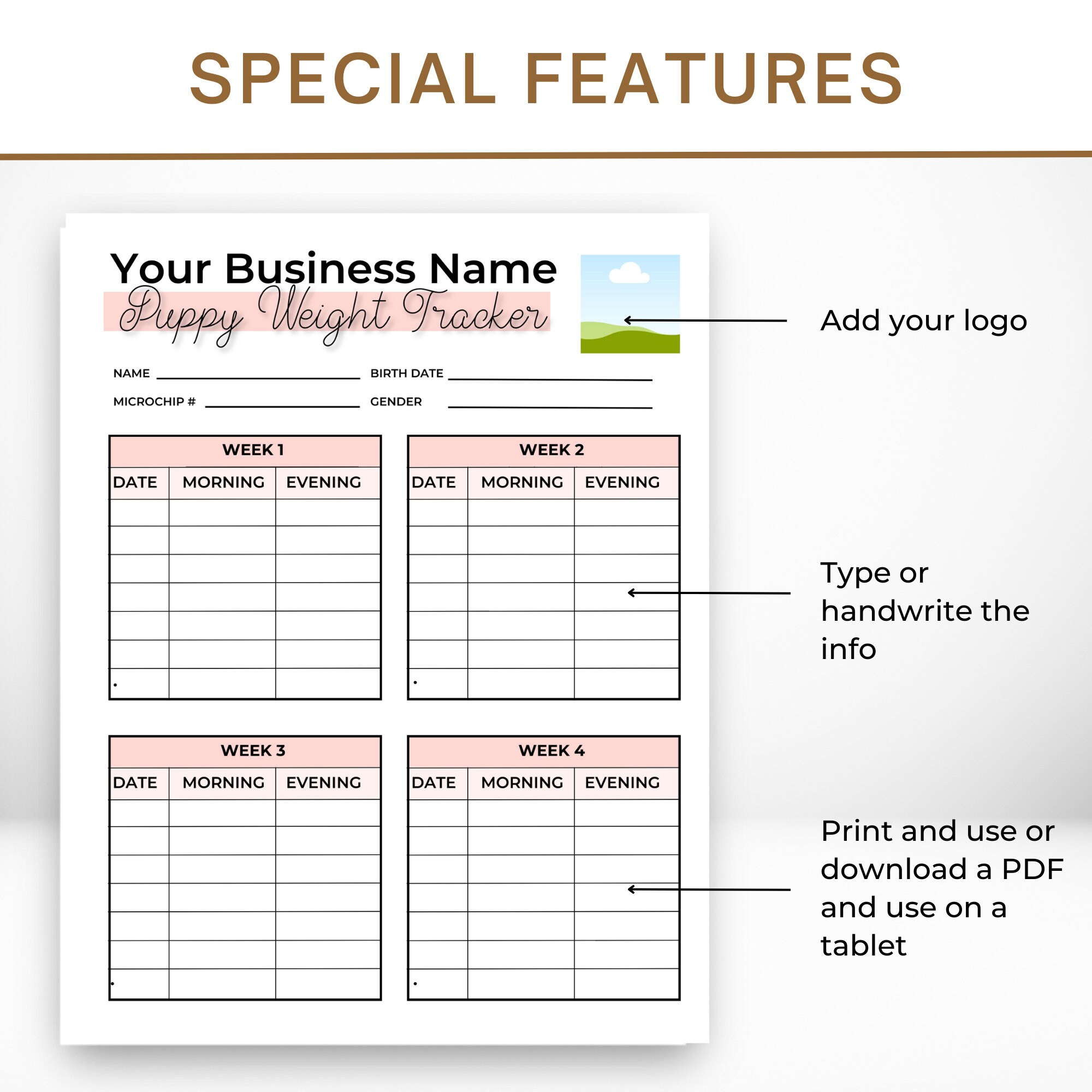 Editable Puppy Daily Weight Tracker Template Editable for - Etsy