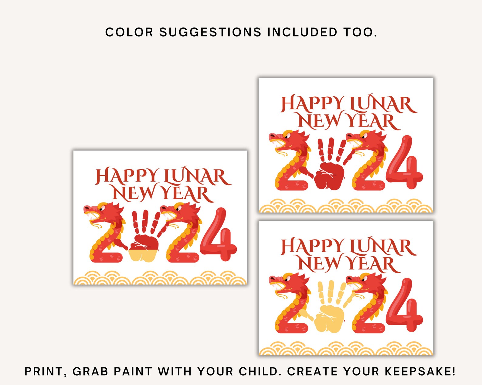 Lunar New Year Handprint Craft, Chinese New Year Handprint Art, Year of ...