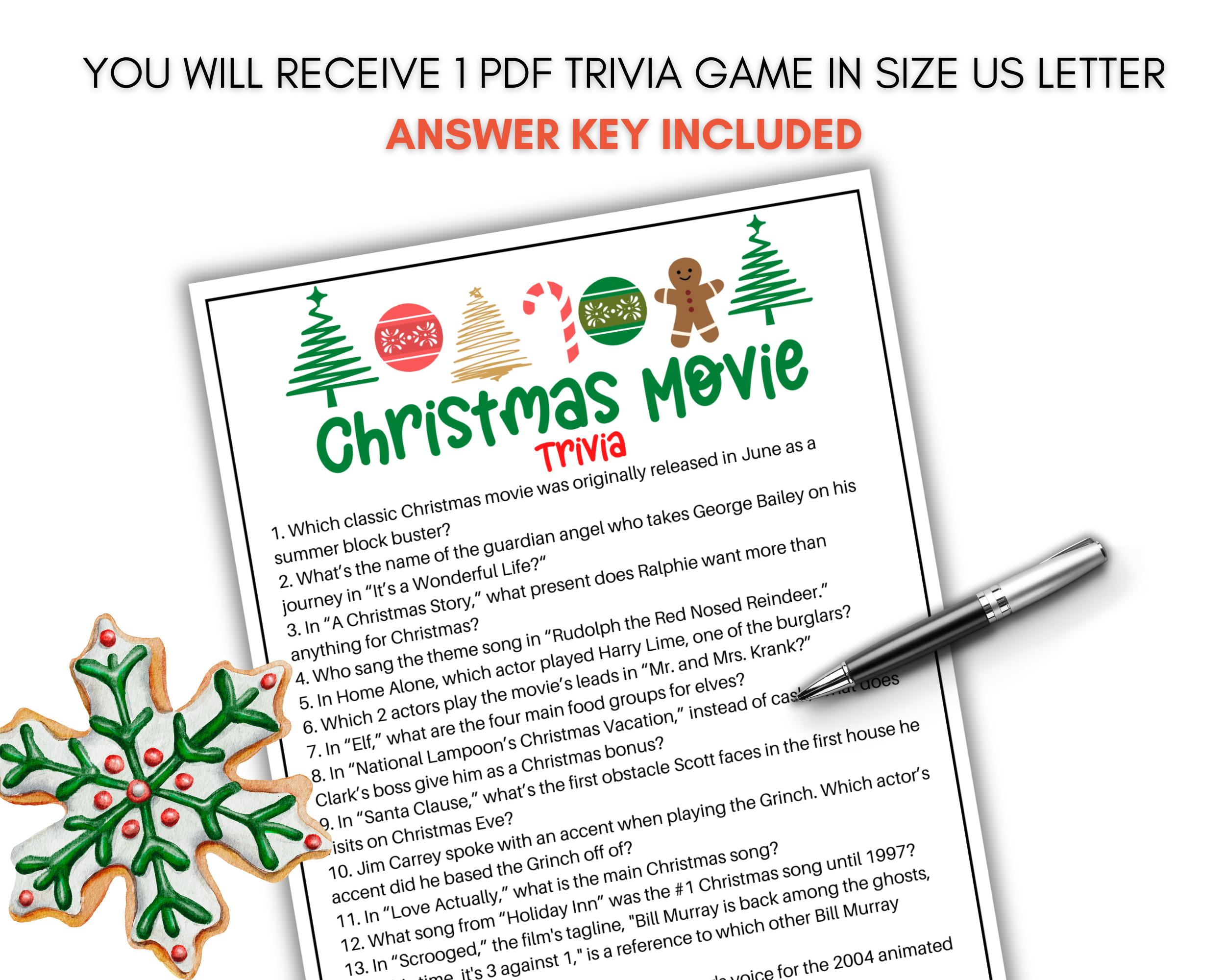 Christmas Movie Trivia Game, Christmas Movies Quote Game, Christmas ...