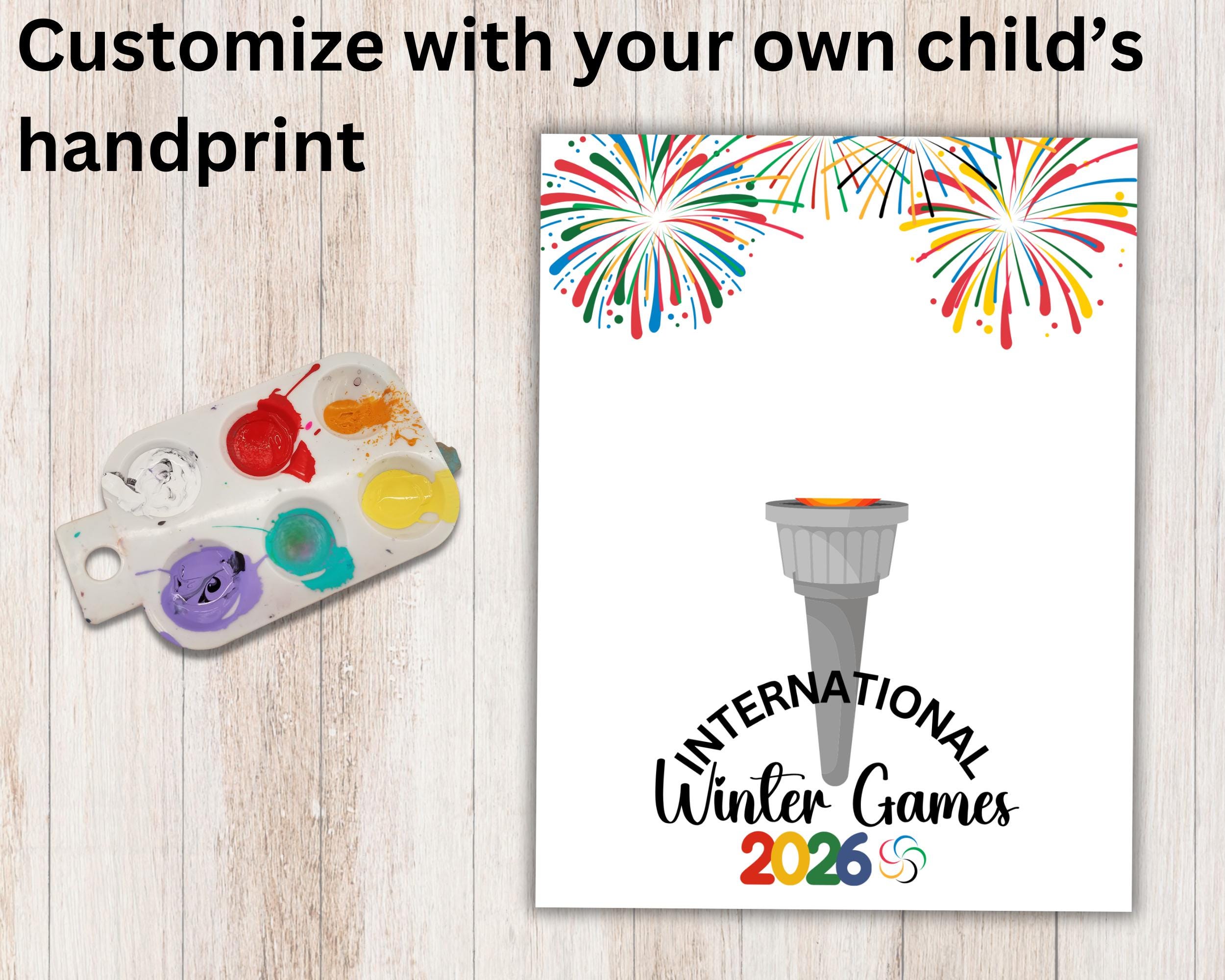 2026 Winter Games Handprint Art,international Gold Medal Games Keepsake ...