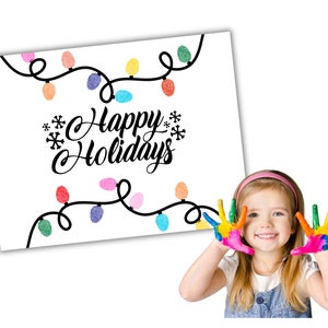 Fingerprint Christmas Lights Printable - Happy Holidays Craft, Craft ...