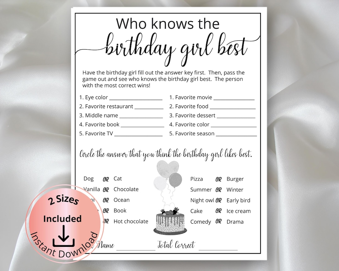 Who Knows the Birthday Girl Best, How Well Do You Know the Birthday ...