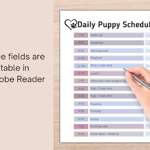 Daily Puppy Schedule - Fillable PDF, Editable Daily Dog Routine Puppy ...