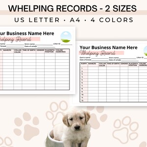 Editable Whelping Record, Dog Breeder Records, Dog Breeder Forms, Edit ...