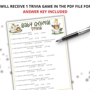 Baby Animal Trivia Game, Printable Animal Game for Kids & Adults ...
