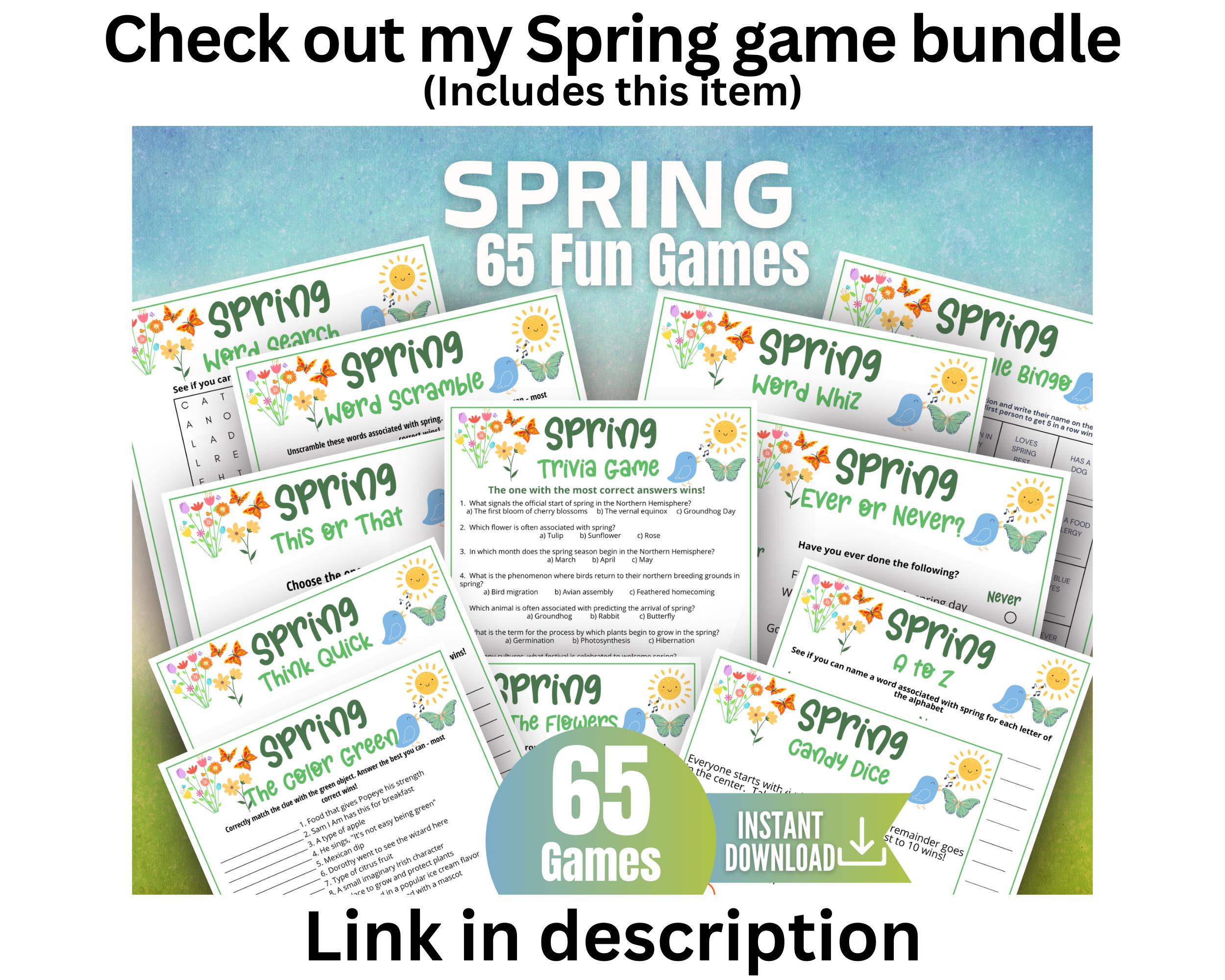 Bird Trivia Game and Word Scramble, Spring Season Quiz, Bird Watching ...