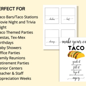 Taco Bar Station Sign & Table Cards, Make Your Own Taco Signs, Tex-mex ...