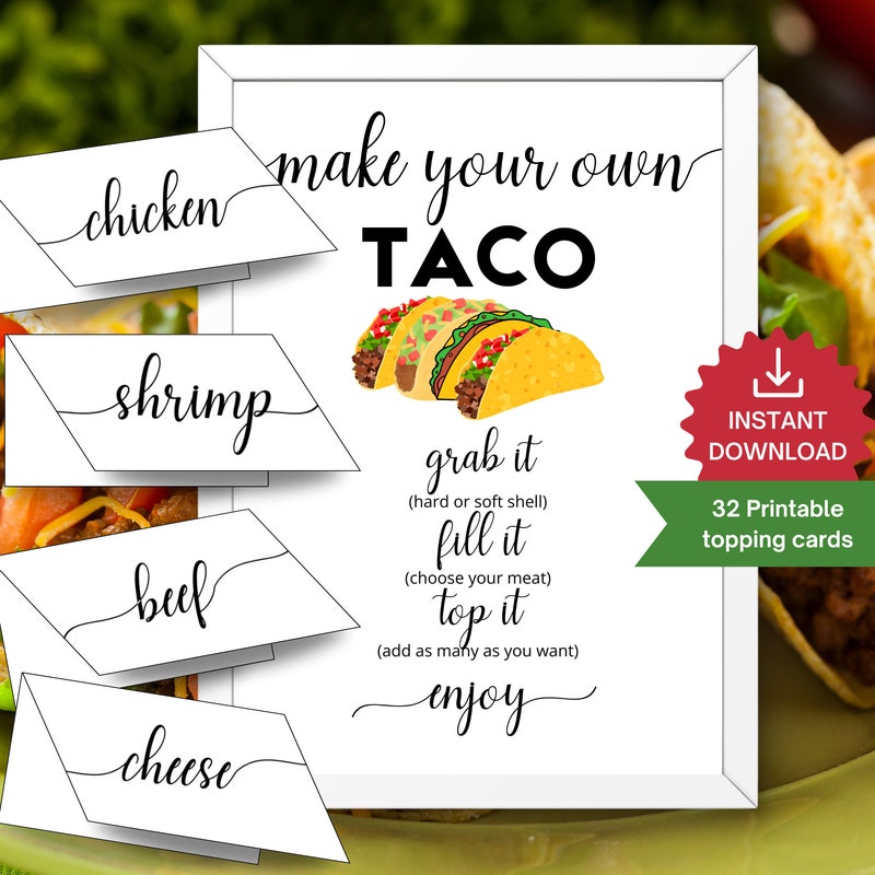 Taco Bar Menu - Etsy