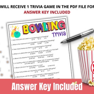 Bowling Trivia Game, Sports Team Trivia, Office Party Activity, Bowling ...