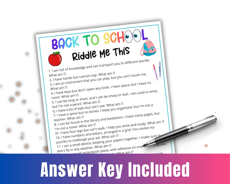 Back to School Trivia Games, Riddle Me This, Classroom Games ...