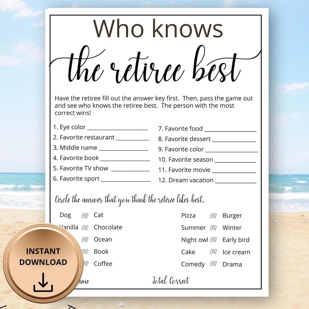 Who Knows the Retiree Best Game, Retirement Party Game, Fun Co-worker ...