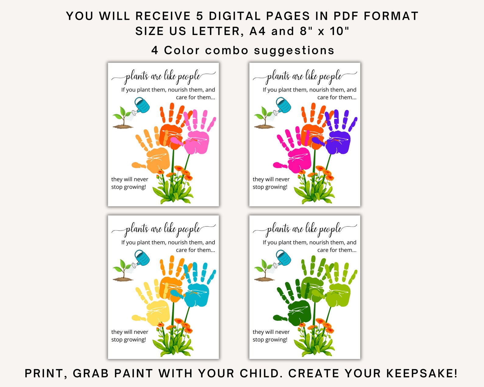 Flower Handprint Craft Art, Floral Bouquet Handprint Keepsake, Daycare ...