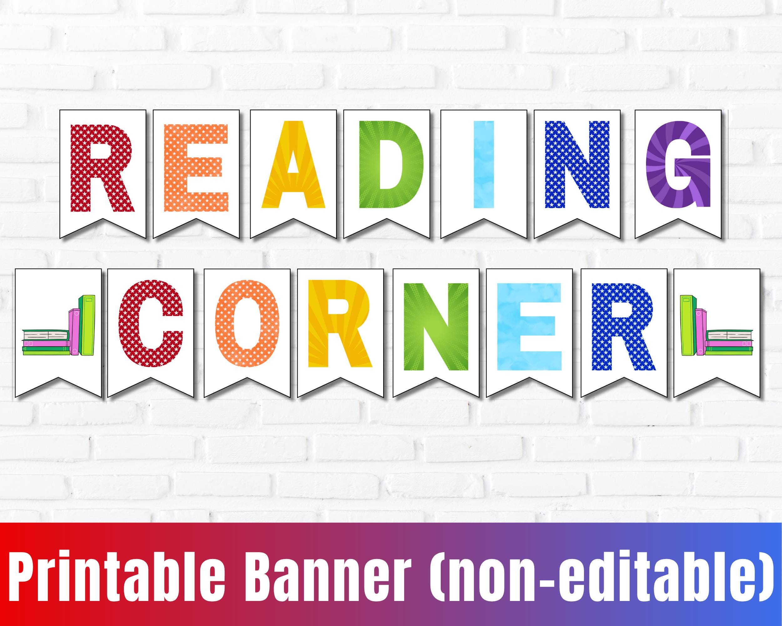 Reading Corner Banner Sign, Printable Reading Room Poster,diy ...