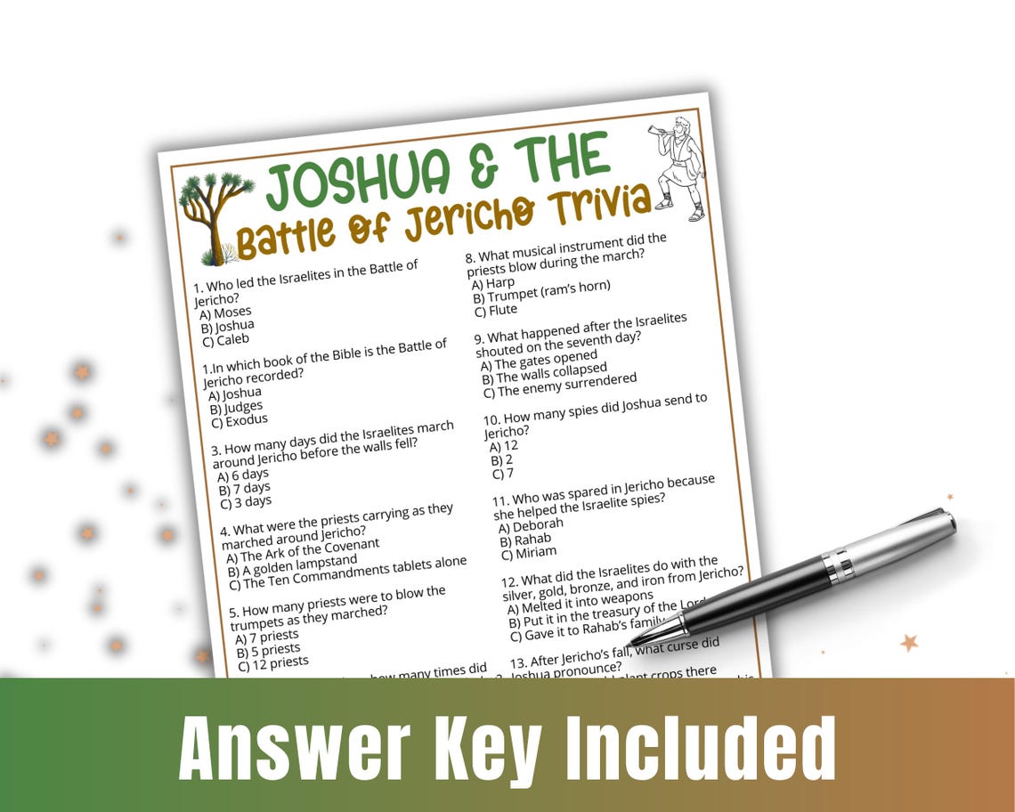 Joshua & the Battle of Jericho Trivia for Kids,sunday School Bible ...
