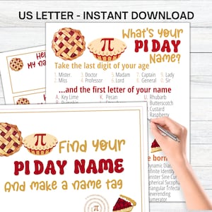 What's Your Pi Day Name Game WITH NAMETAGS + Sign,game, Pi Day Classroom Game, Daycare Activity ...